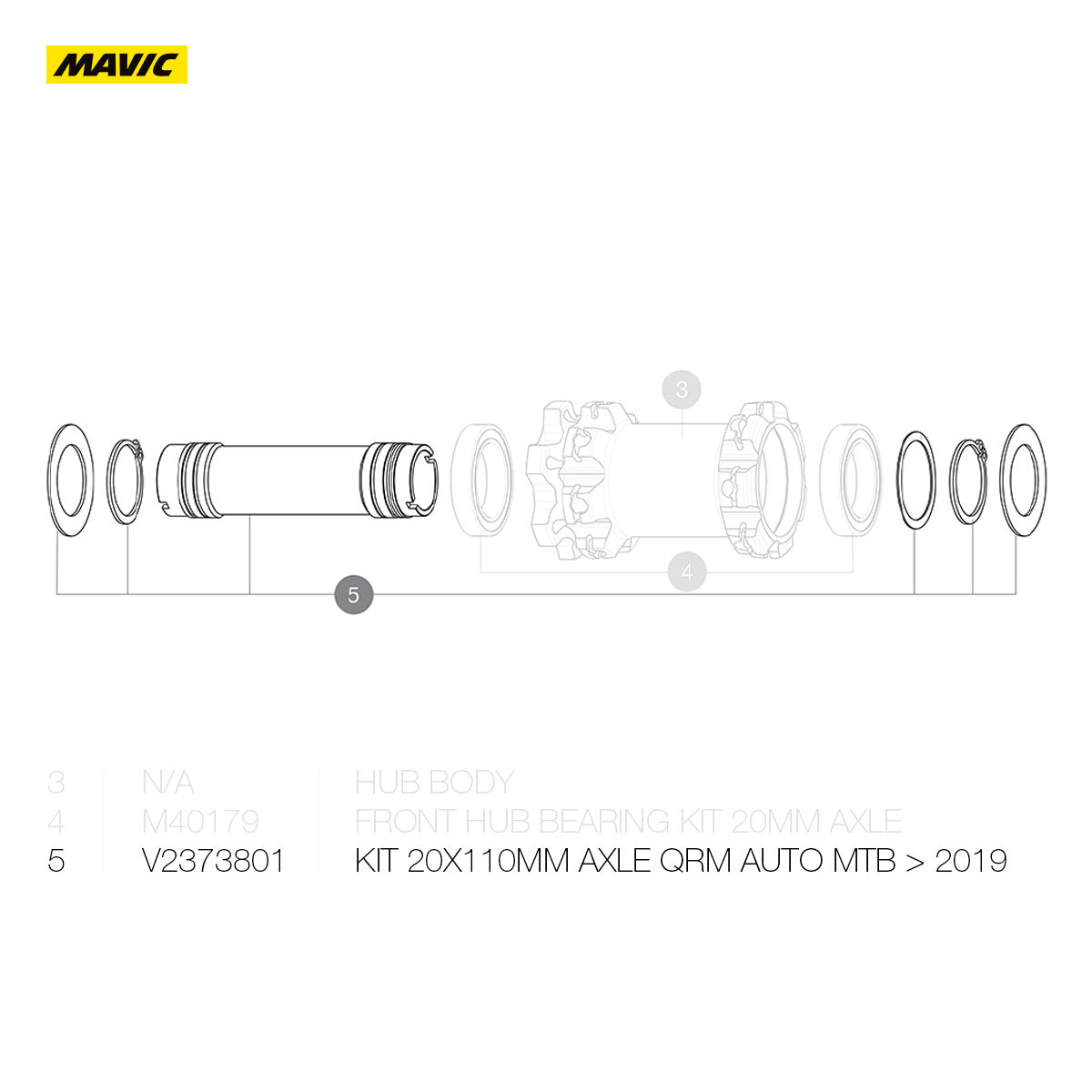 Mavic Deemax 29 Parts - Wheel Hub - Kit 20x110mm Axle QRM Auto MTB ...
